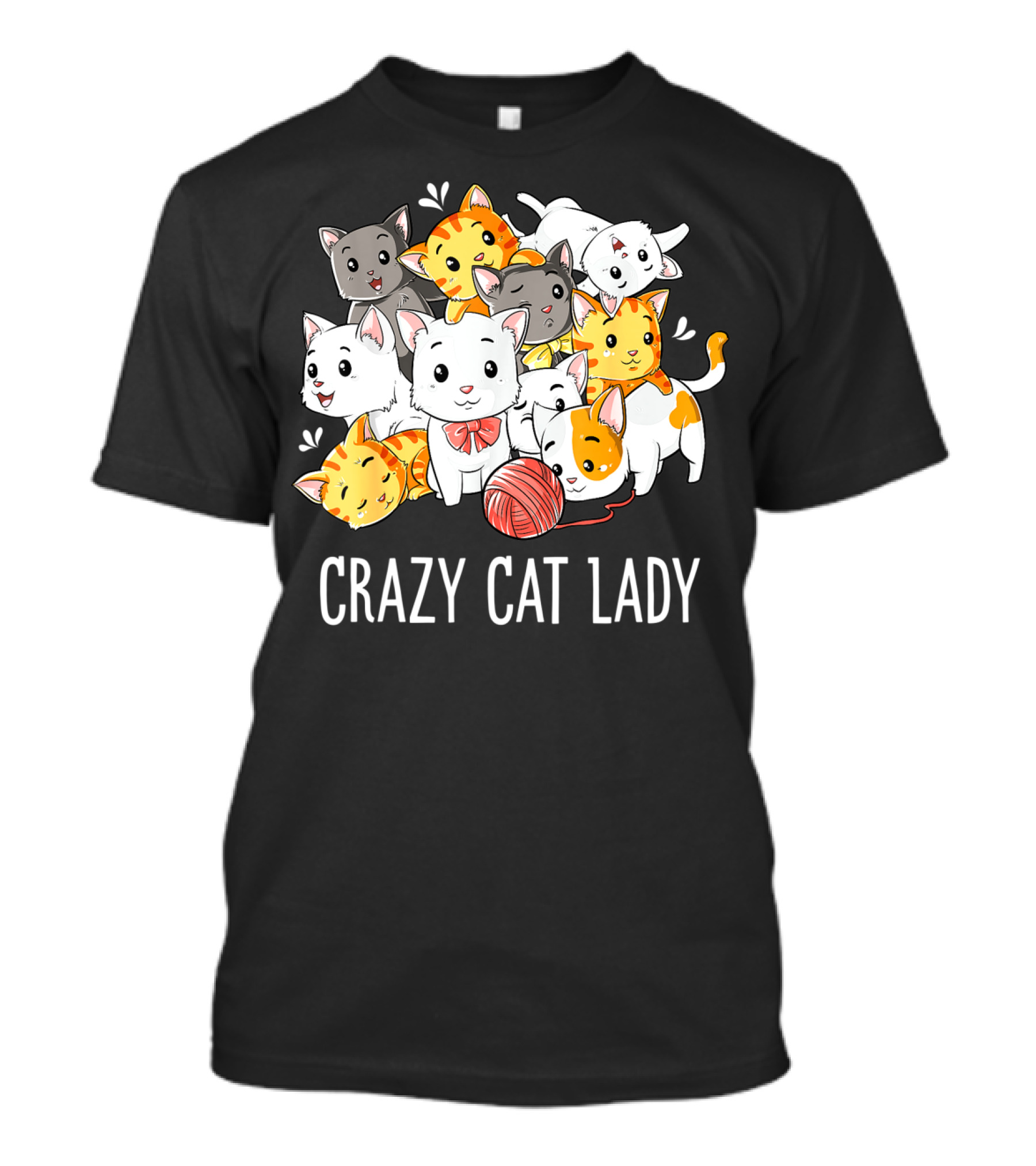 Crazy Cat Lady Funny Cats Kitty Kitten Meme With Playful Yarn Ball T-Shirt