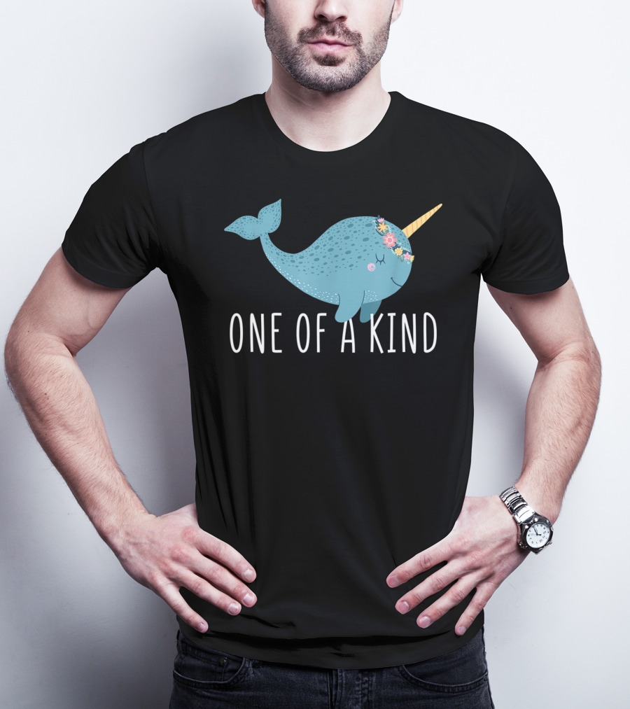One Of A Kind Cute Narwhal Flower Crown Girls T-Shirt