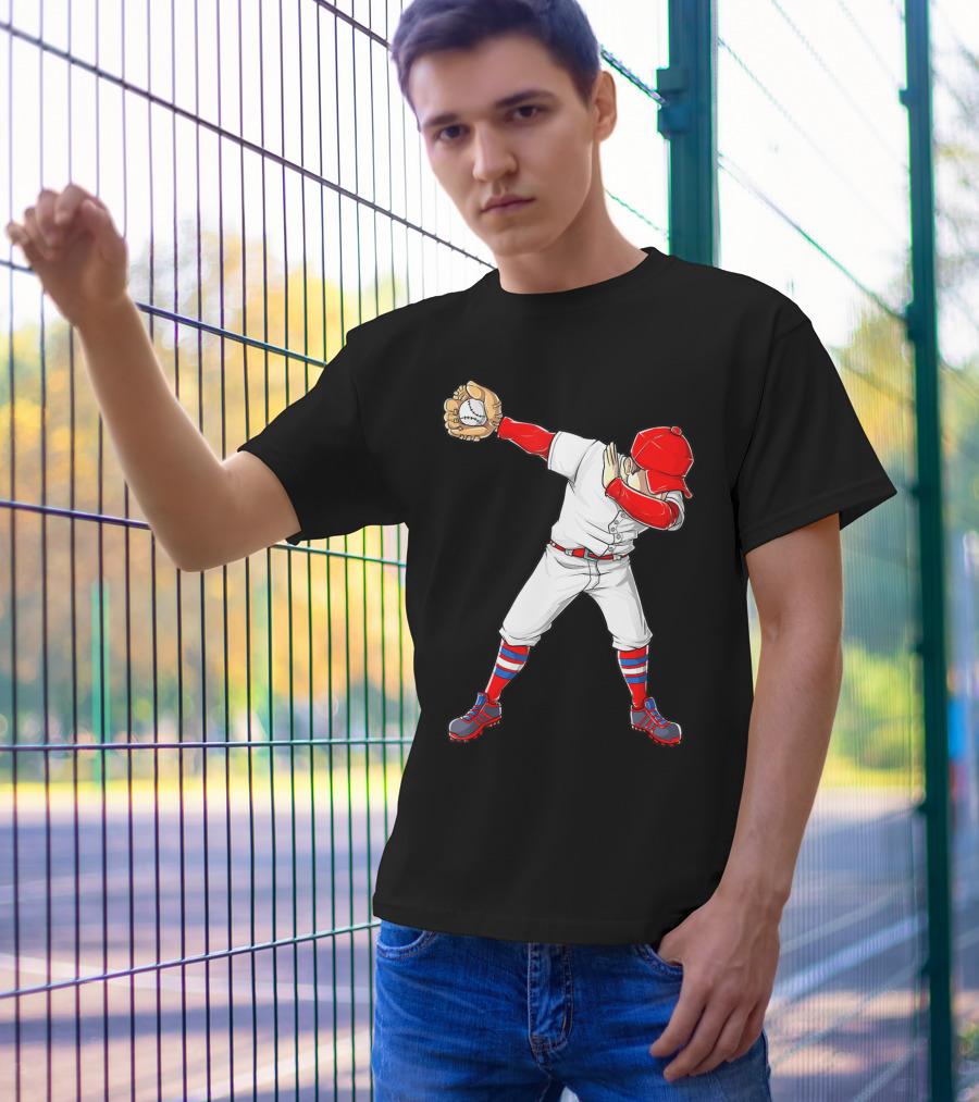 Dabbing Baseball Player Funny Dab Dance T-Shirt
