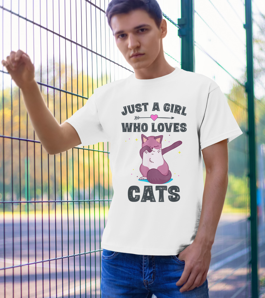 Just A Girl Who Loves Cats Dabbing Cat Lover T-Shirt