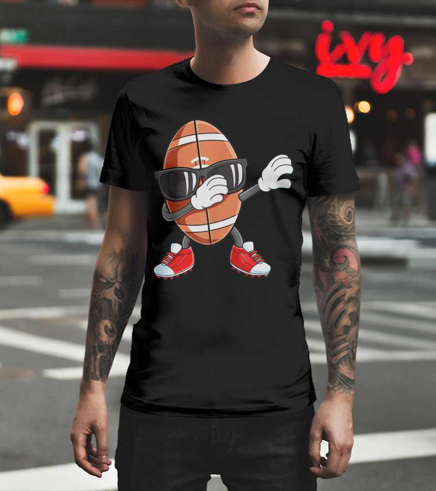 Dabbing Football Sport Funny Dab Dance Cartoon Rugby Player T-Shirt