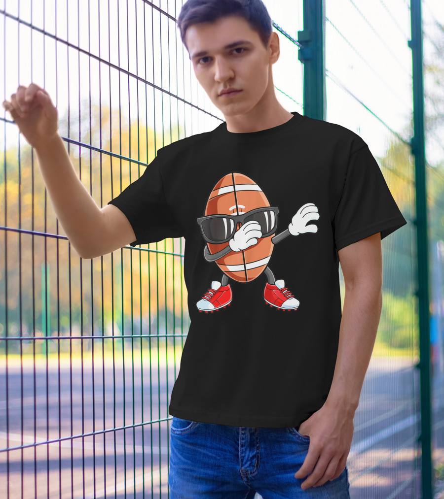 Dabbing Football Sport Funny Dab Dance Cartoon Rugby Player T-Shirt