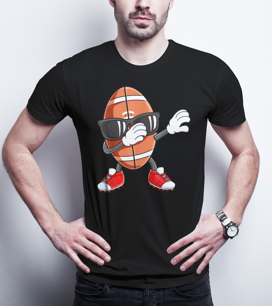 Dabbing Football Sport Funny Dab Dance Cartoon Rugby Player T-Shirt