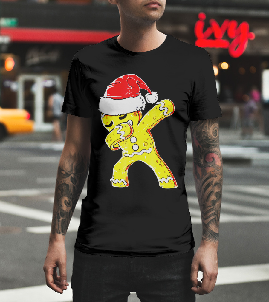 Dabbing Gingerbread Santa Christmas Dance T-Shirt