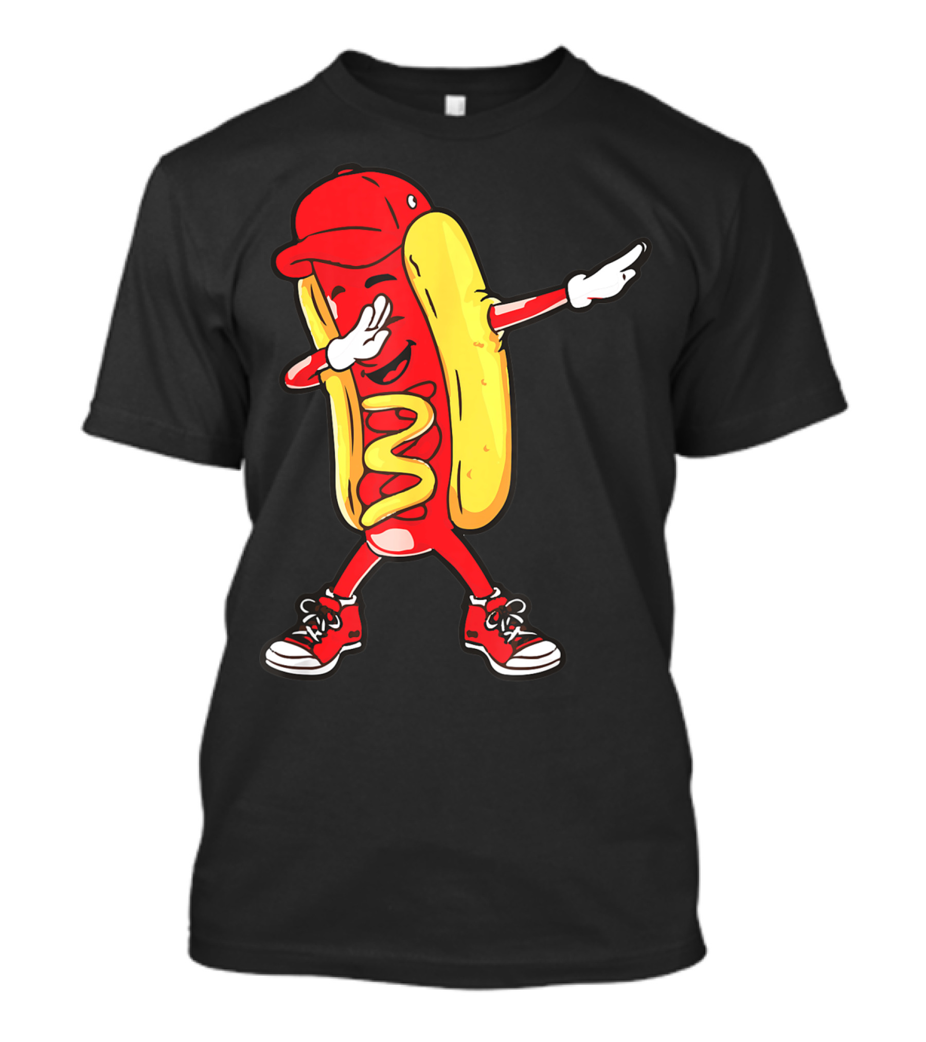 Dabbing Hot Dog Hip Hop Dance With Cap And Sneakers T-Shirt