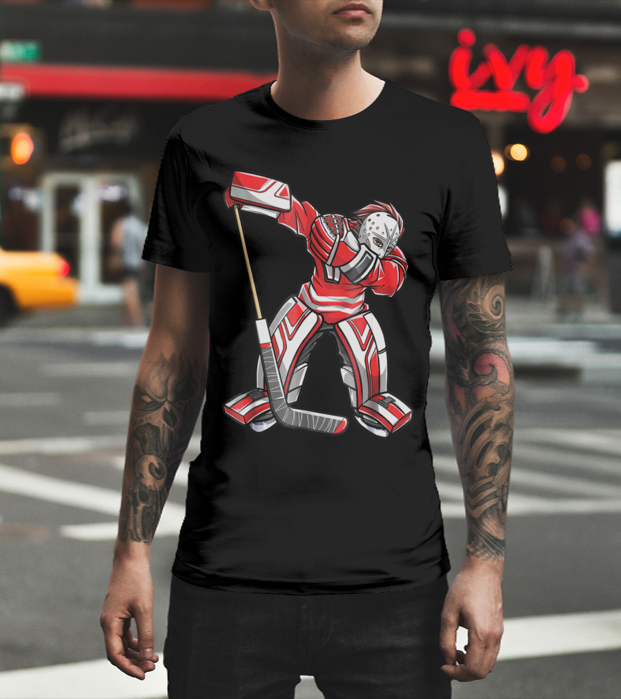 Dabbing Ice Hockey Masked Player Funny Dab Squad T-Shirt