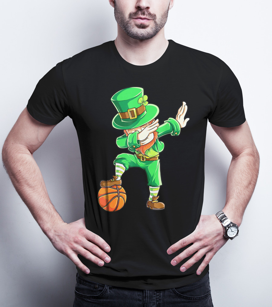 Dabbing Leprechaun On Basketball St. Patrick's Day Fun T-Shirt