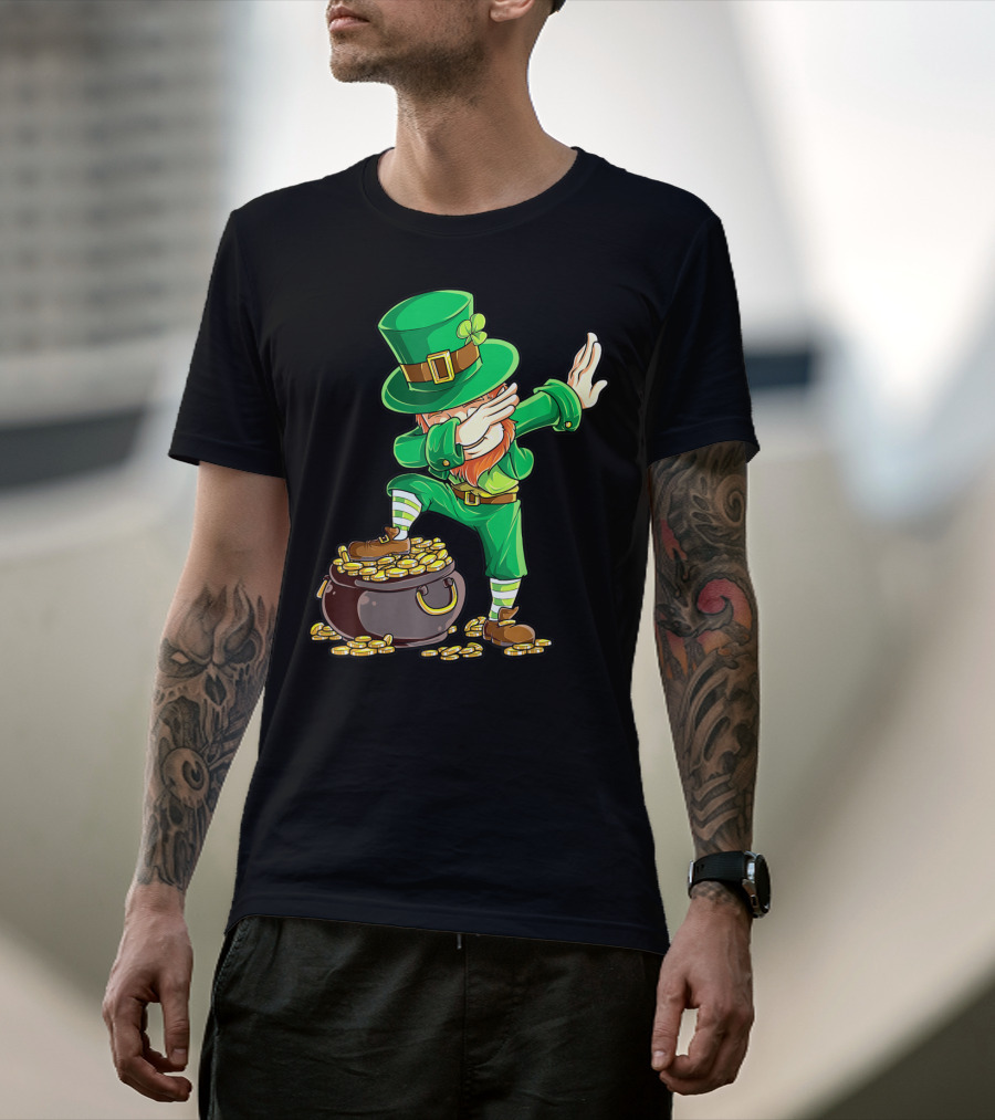 Dabbing Leprechaun Pot Of Gold St Patricks Day T-Shirt