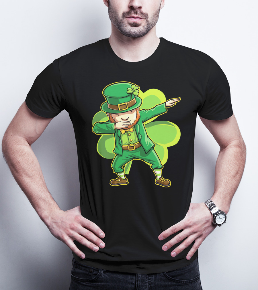 Dabbing Leprechaun Funny St Patricks Day Men Dab Shamrock T-Shirt