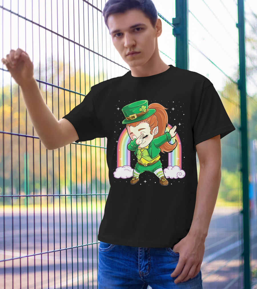 Dabbing Leprechaun St Patricks Day Women Dab Rainbow Special T-Shirt