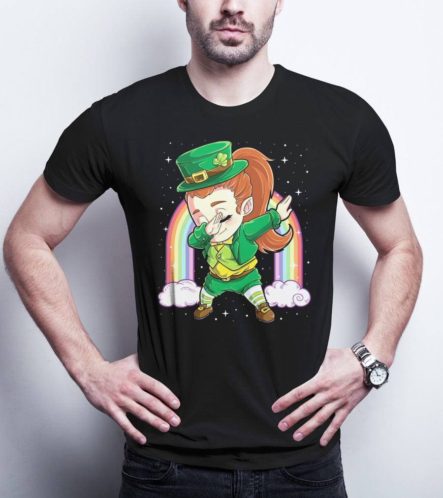 Dabbing Leprechaun St Patricks Day Women Dab Rainbow Special T-Shirt