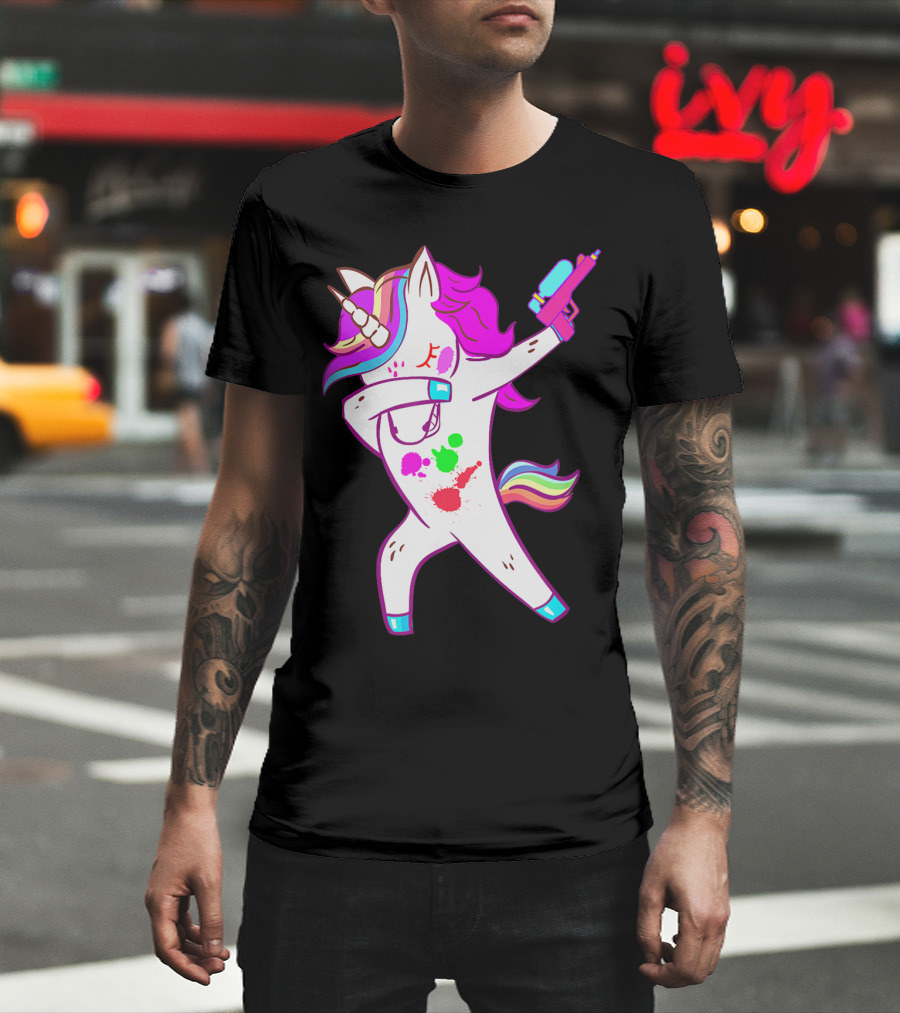 Dabbing Unicorn With Paintball Gun For Men And Teen Players T-Shirt