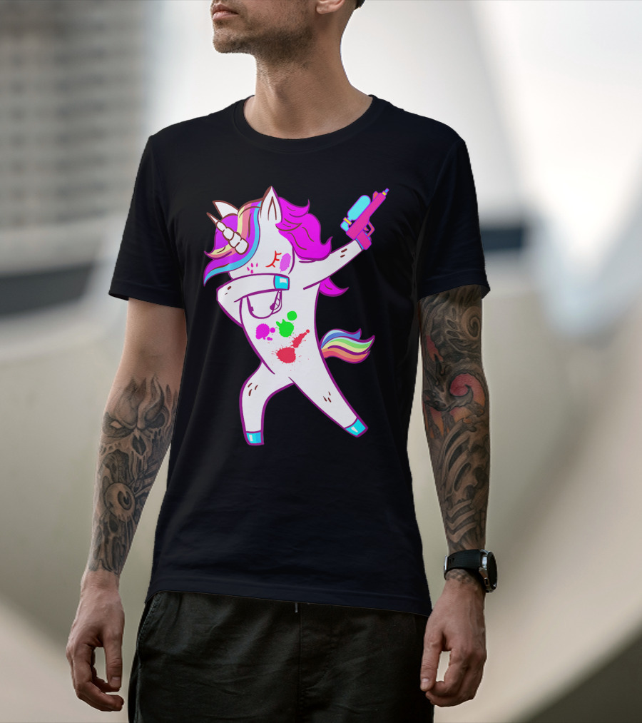 Dabbing Unicorn With Paintball Gun For Men And Teen Players T-Shirt