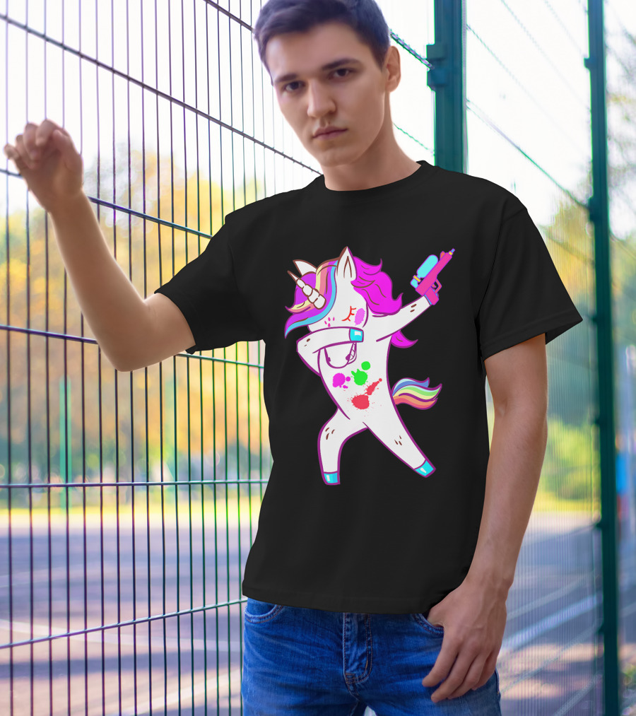 Dabbing Unicorn With Paintball Gun For Men And Teen Players T-Shirt