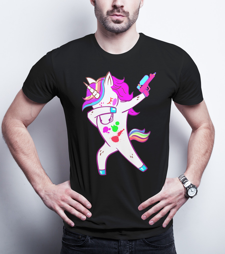 Dabbing Unicorn With Paintball Gun For Men And Teen Players T-Shirt