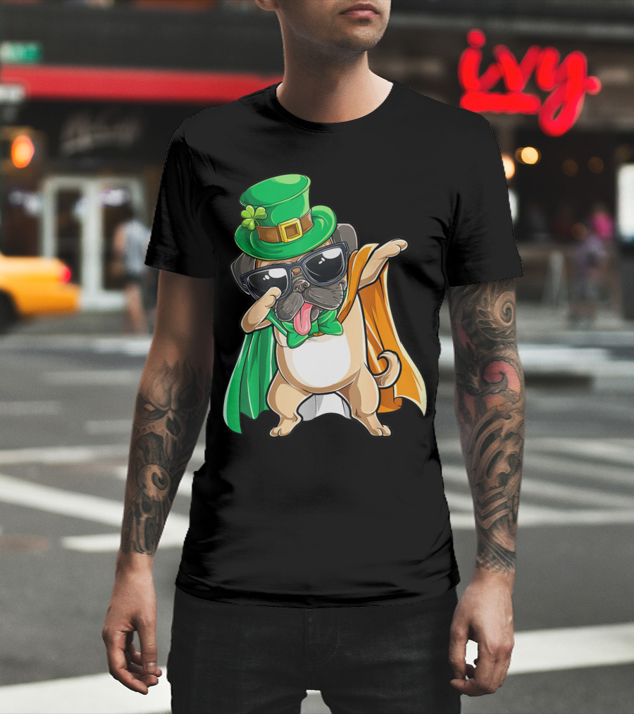 Dabbing Pug Leprechaun St Patrick's Day Boys Irish T-Shirt