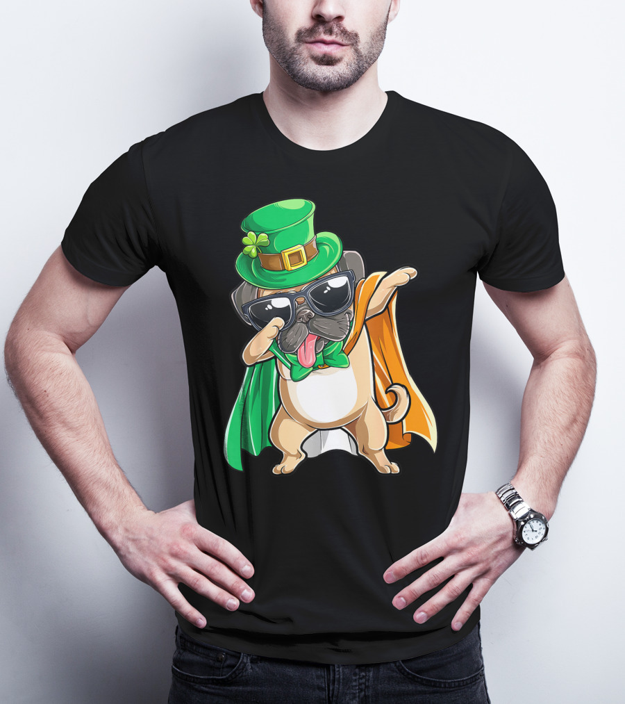 Dabbing Pug Leprechaun St Patrick's Day Boys Irish T-Shirt
