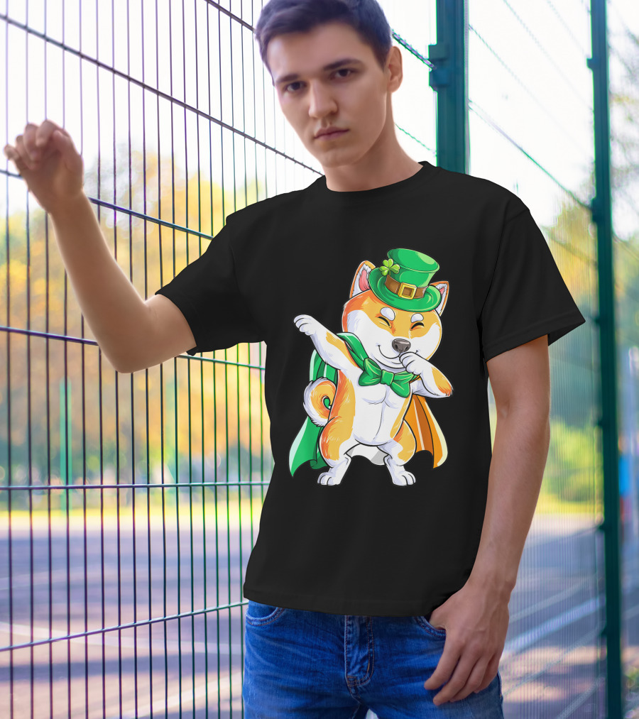 Dabbing Shiba Inu Leprechaun St Patricks Day Irish T-Shirt