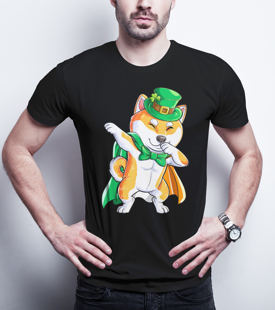 Dabbing Shiba Inu Leprechaun St Patricks Day Irish T-Shirt