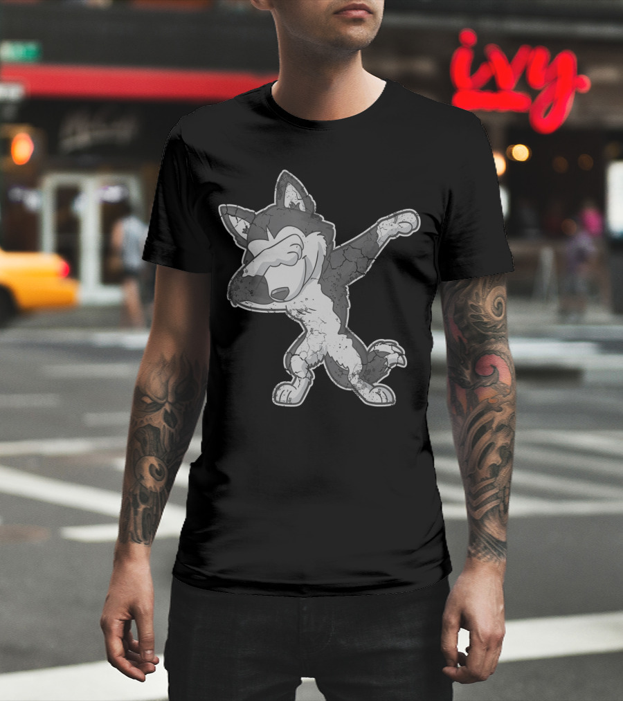Dabbing Siberian Husky Dog Dab Cartoon T-Shirt