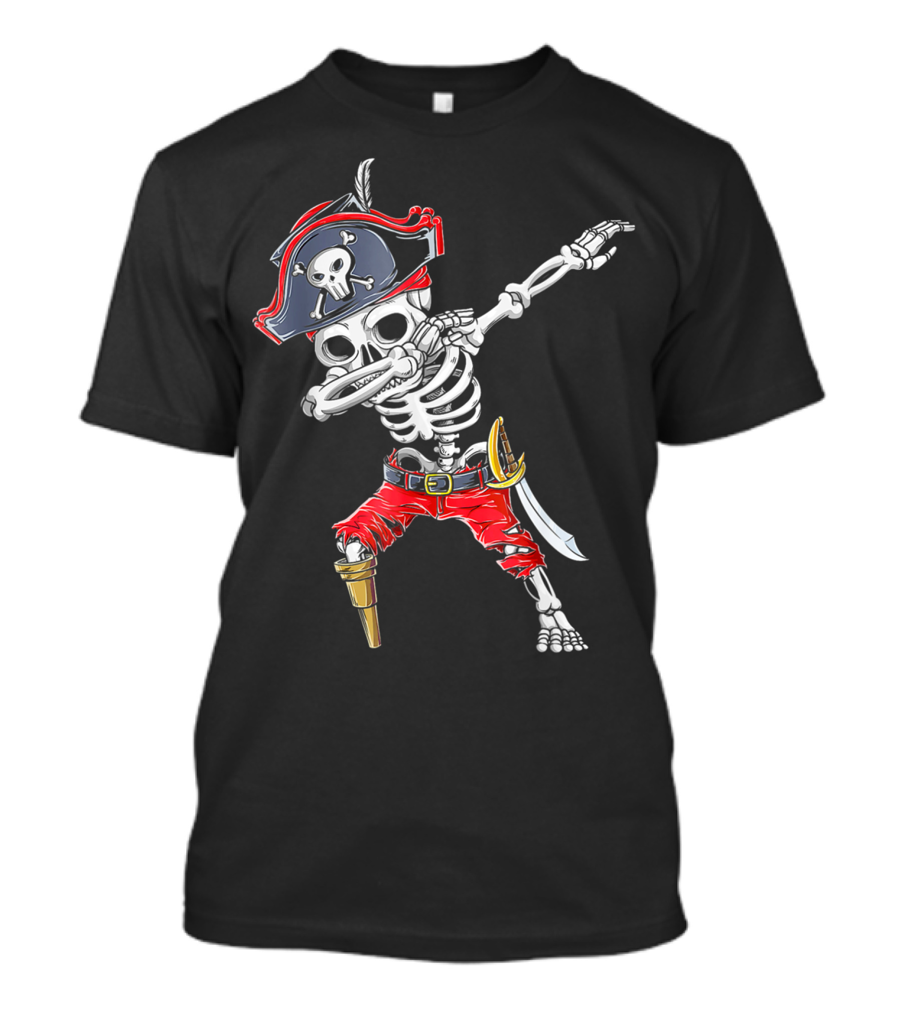 Dabbing Skeleton Pirate Kids Halloween Jolly Roger T-Shirt