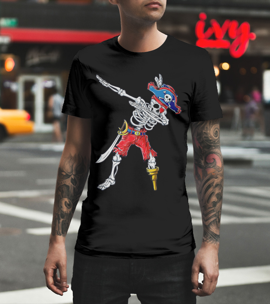Dabbing Skeleton Pirate Jolly Roger Kids Skull Boys T-Shirt