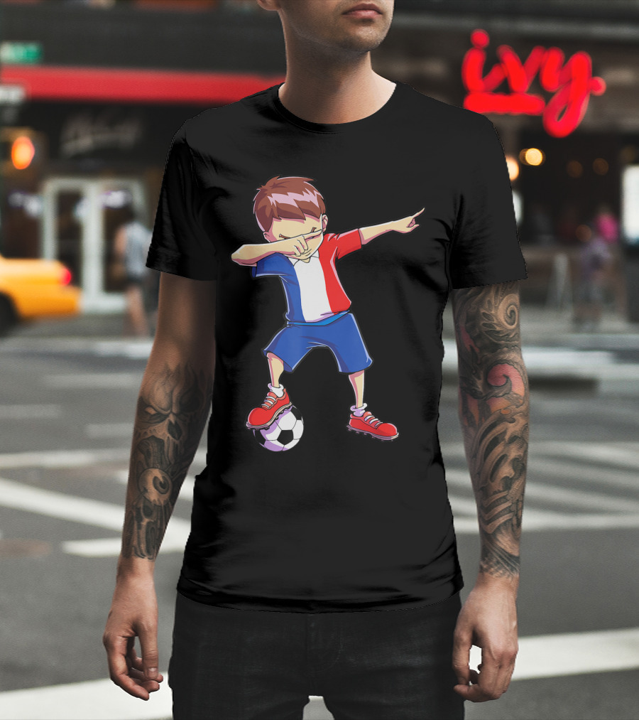 France Dabbing Soccer Player Boys Men French Football T-Shirt