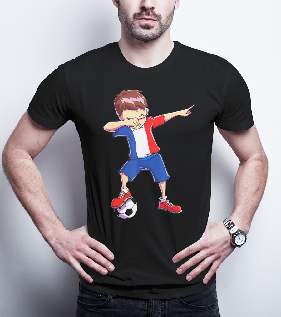 France Dabbing Soccer Player Boys Men French Football T-Shirt