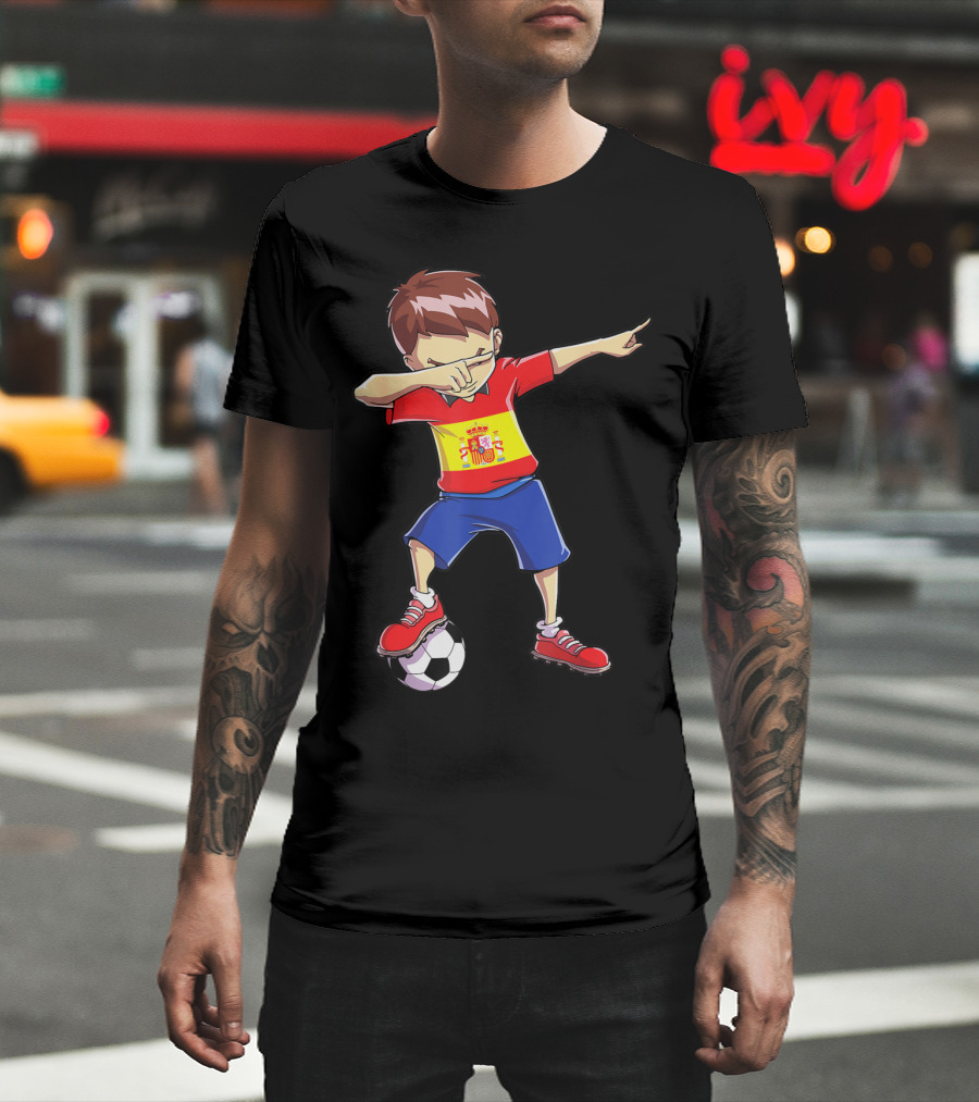 Spain Soccer Dabbing Kid Spanish Football T-Shirt