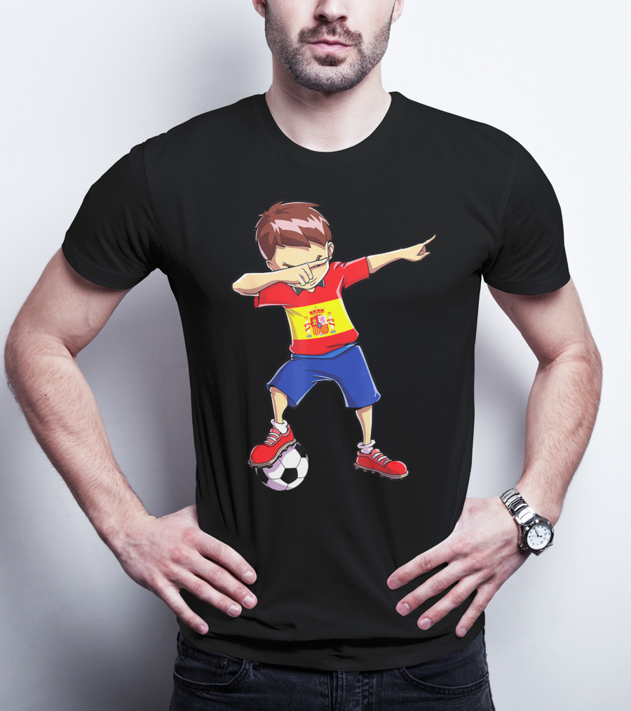 Spain Soccer Dabbing Kid Spanish Football T-Shirt