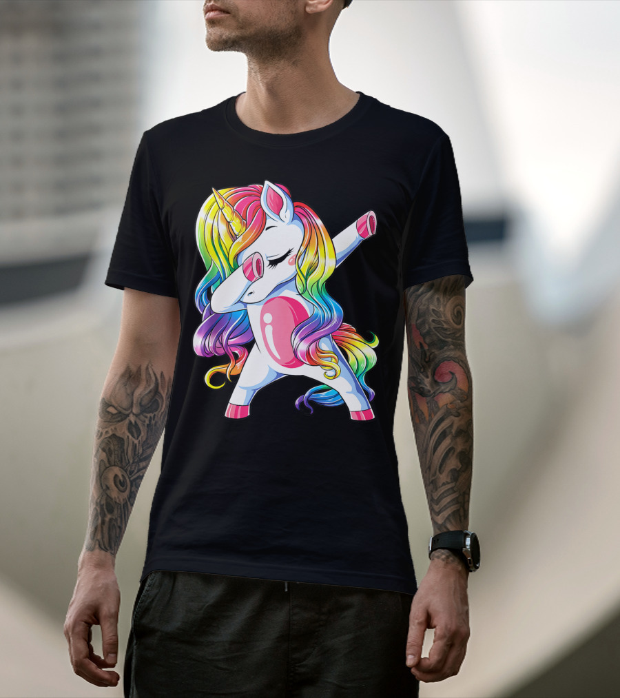 Dabbing Unicorn Rainbow Dance Squad Women Funny Dab T-Shirt