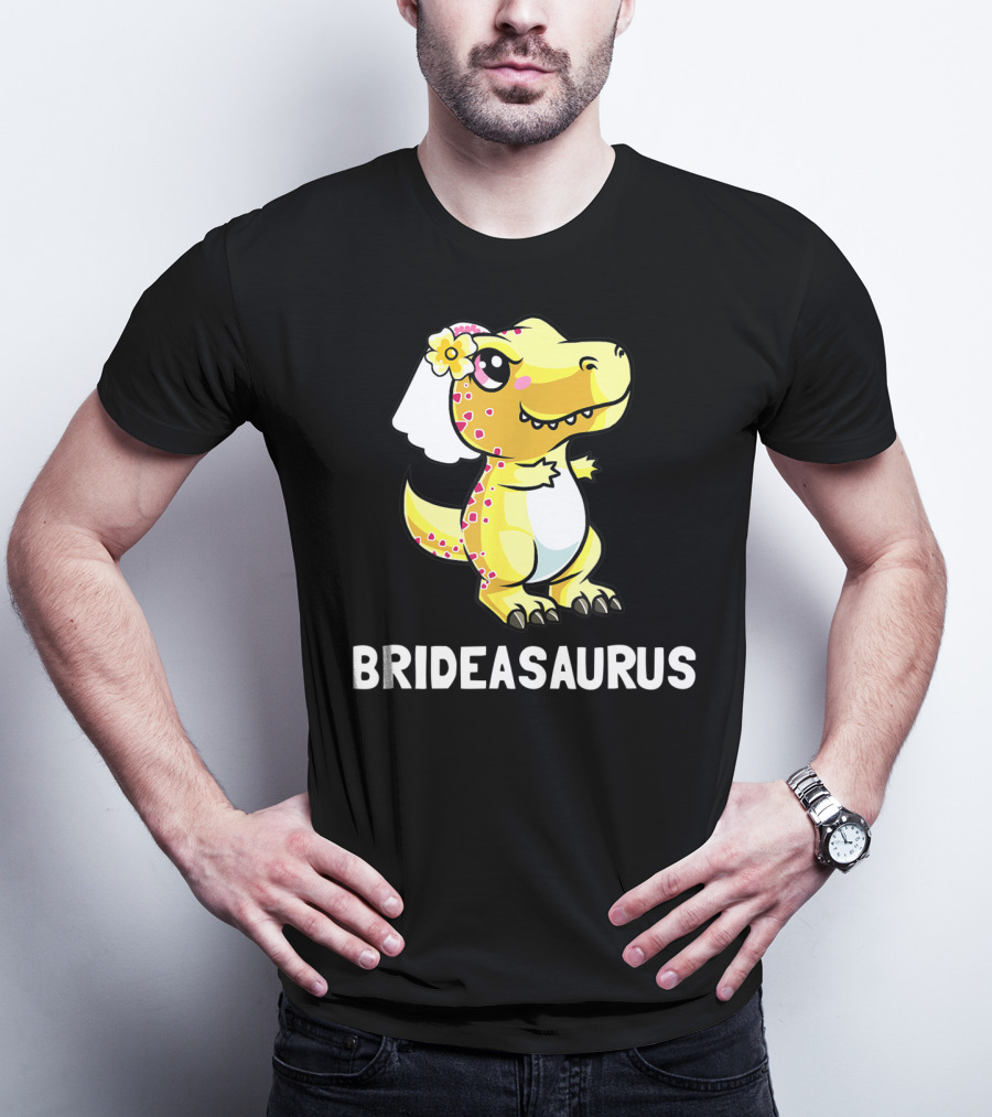 Bridesaurus Dinosaur Wedding Bride In Veil T-Shirt