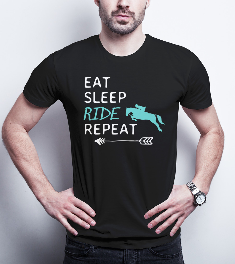 Eat Sleep Ride Repeat Horseback Riding Silhouette Arrow T-Shirt