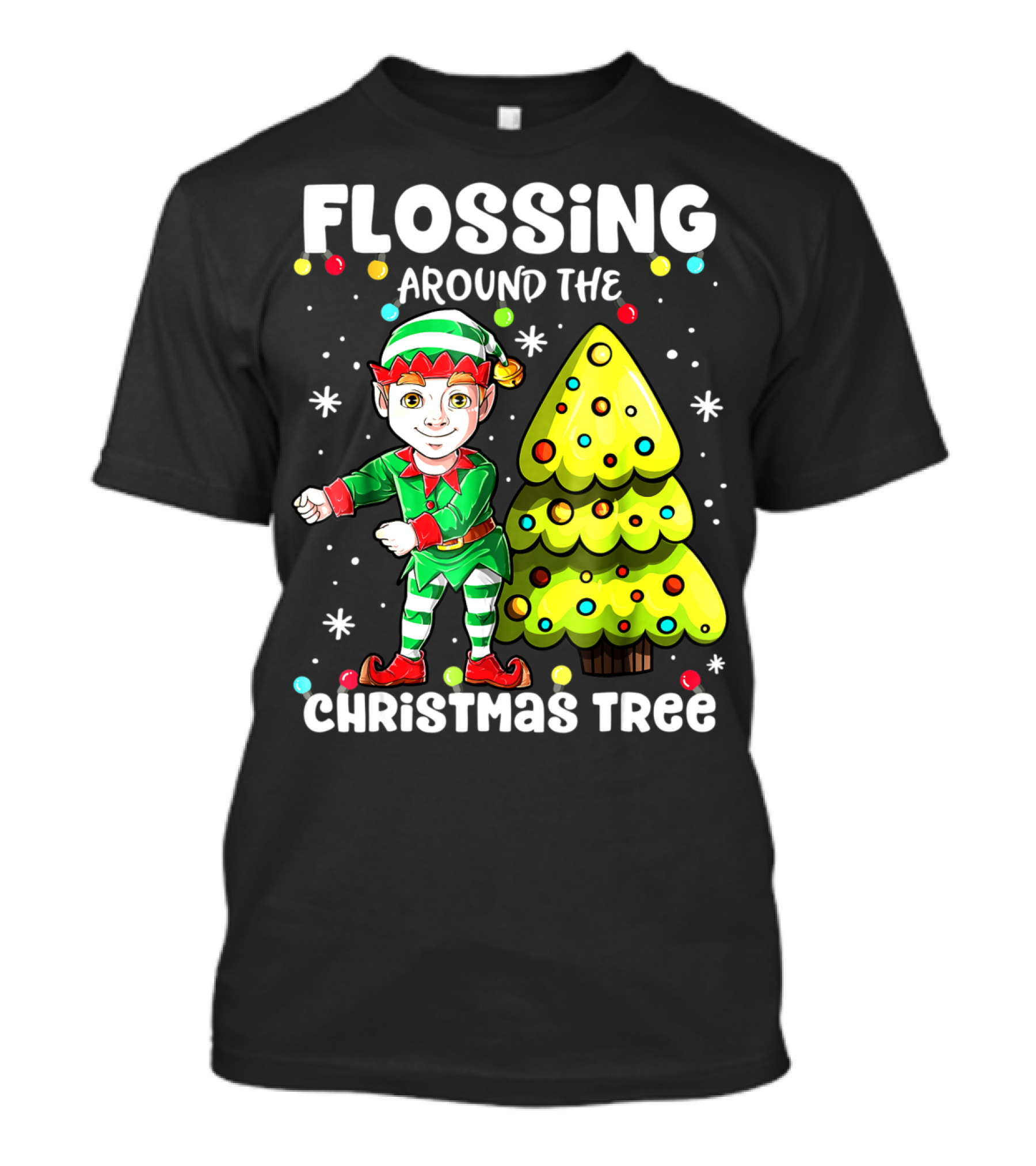 Flossing Elf Dancing Around The Christmas Tree T-Shirt
