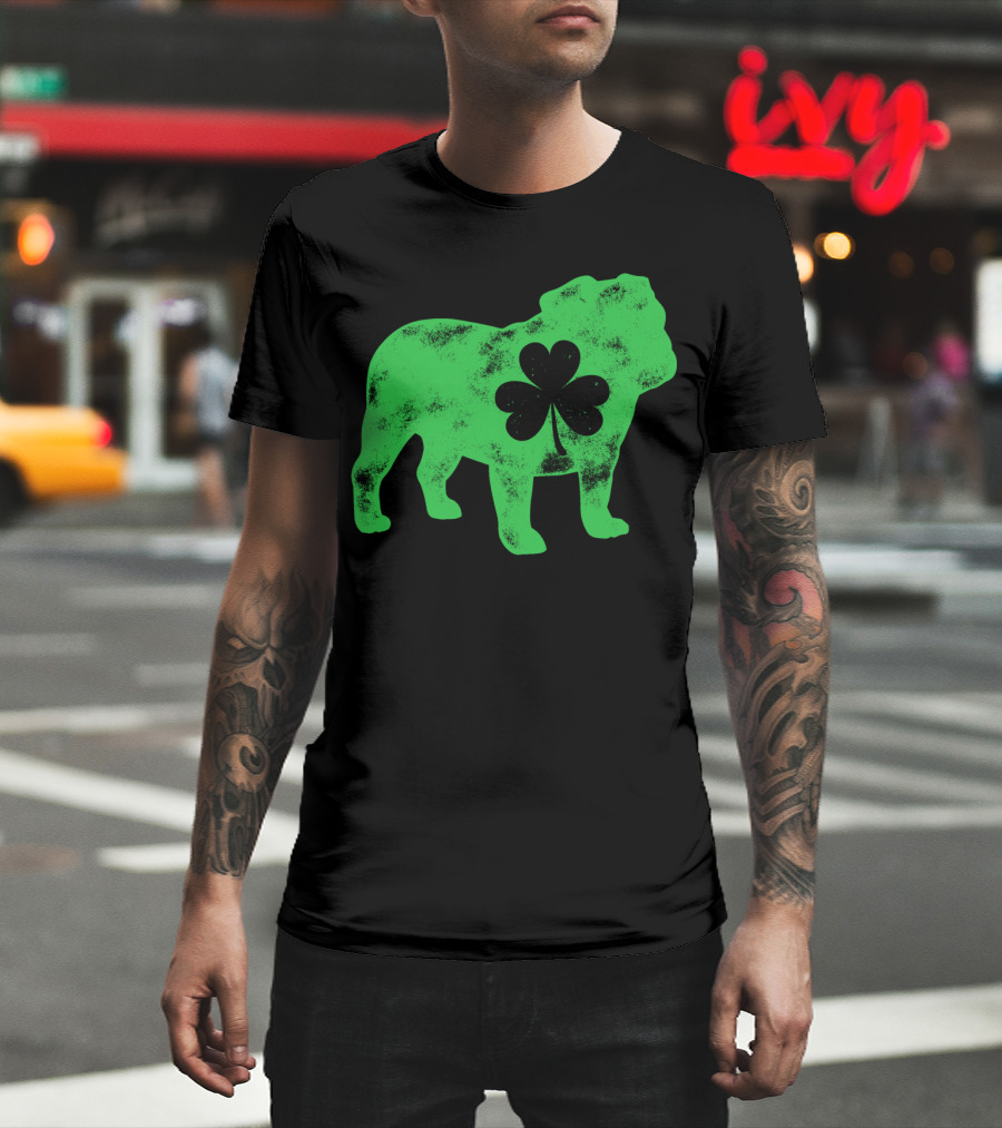 English Bulldog Shamrock St Patricks Day Men Dog T-Shirt