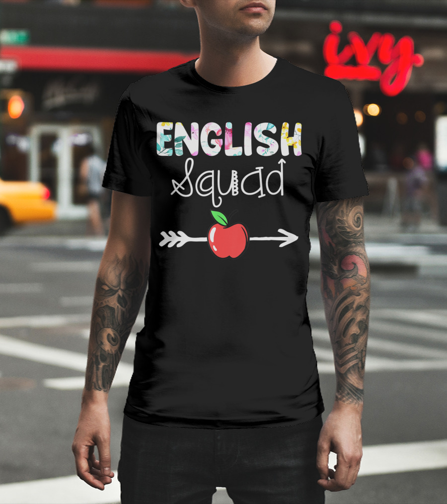 English Squad First Day Back To School Apple Arrow T-Shirt