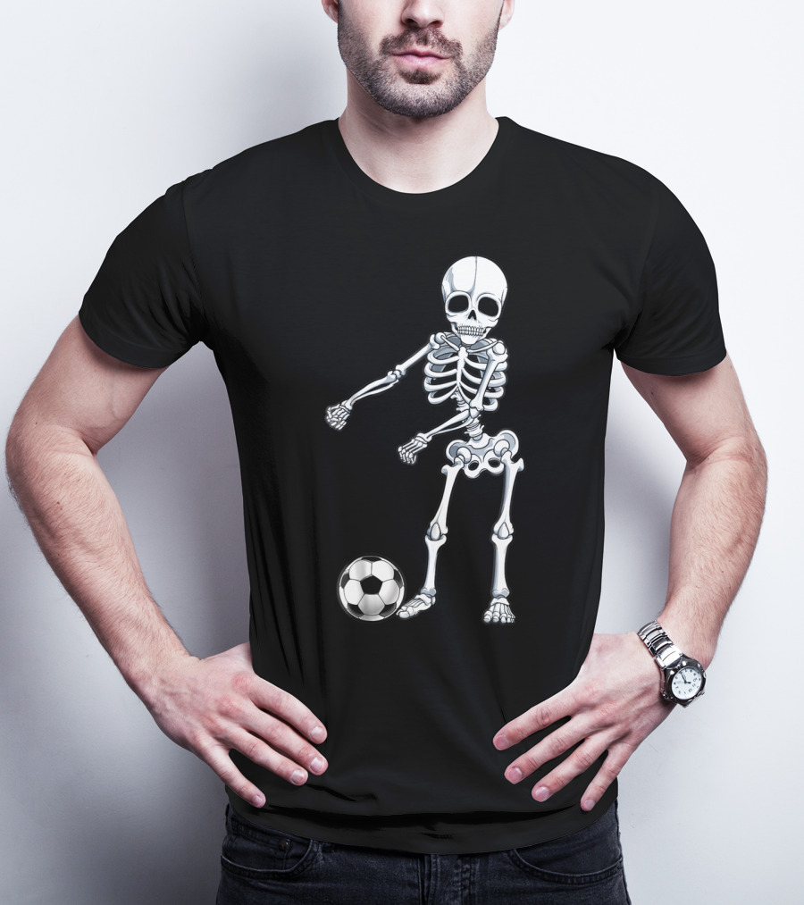 Floss Dance Skeleton Soccer Ball Boys Men Flossing Skeleton Soccer Combo T-Shirt