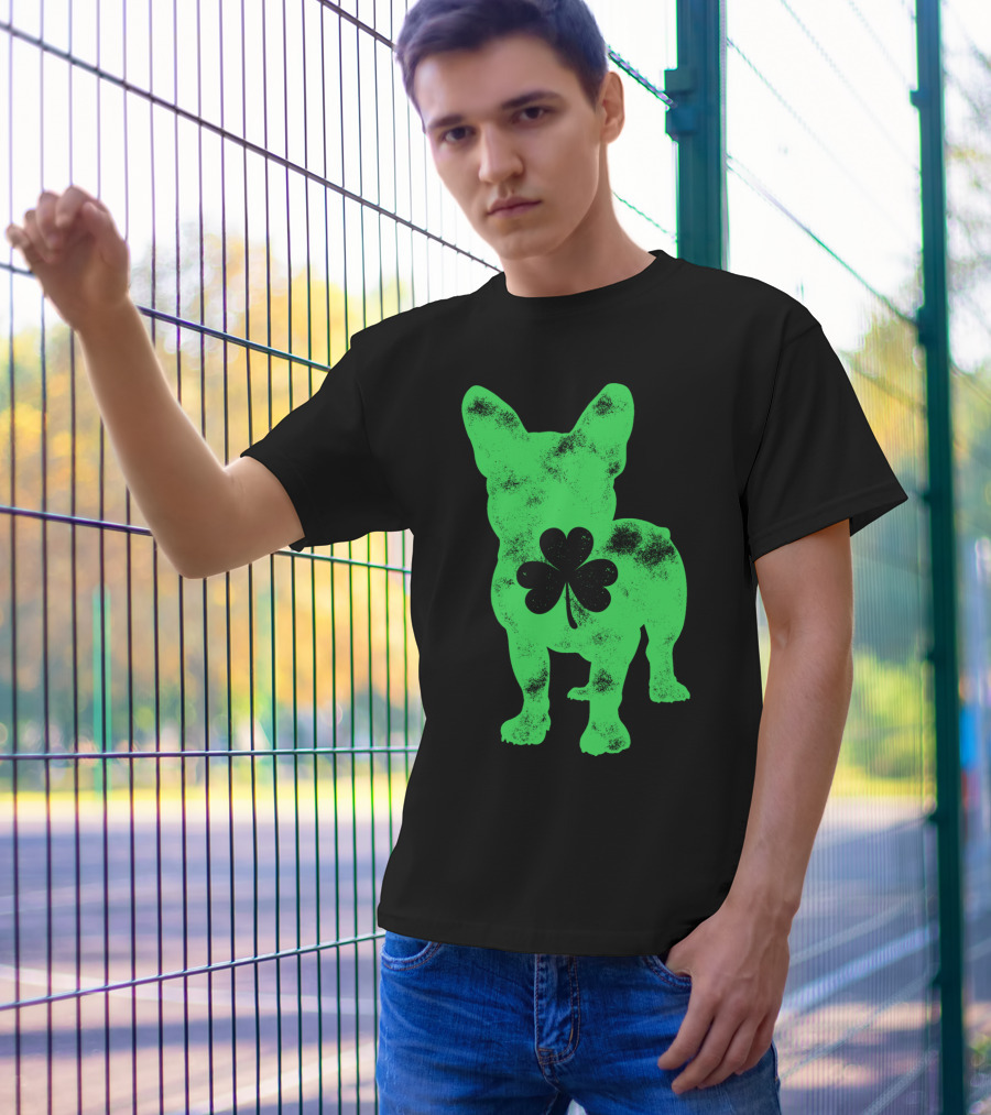 French Bulldog Shamrock St Patricks Day Men Dog T-Shirt