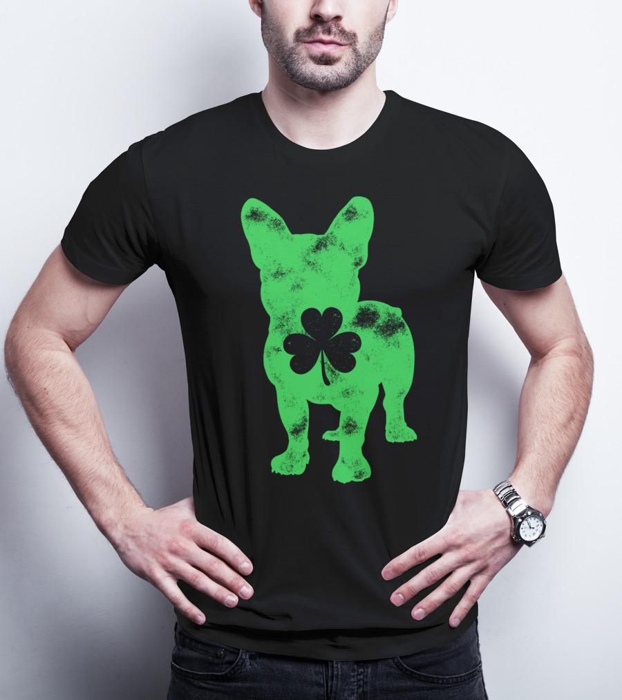 French Bulldog Shamrock St Patricks Day Men Dog T-Shirt