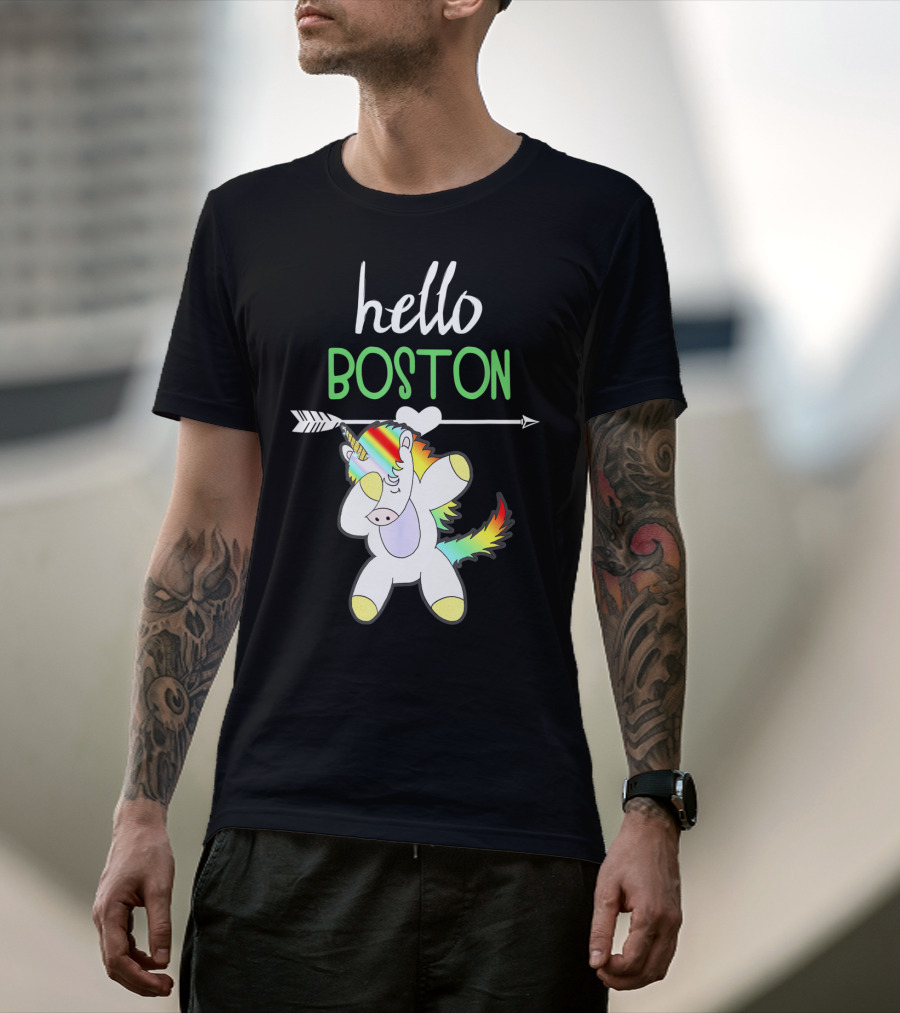 Hello Boston Dabbing Unicorn Girls T-Shirt