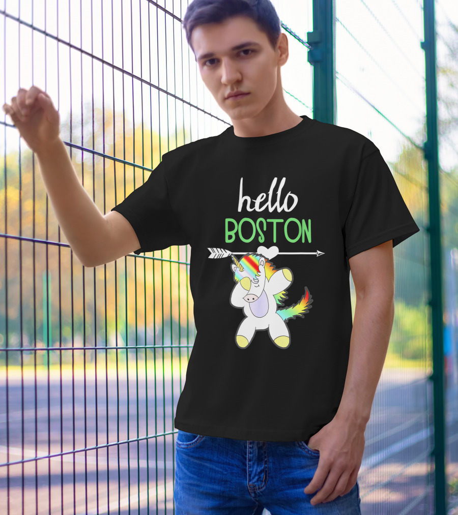 Hello Boston Dabbing Unicorn Girls T-Shirt