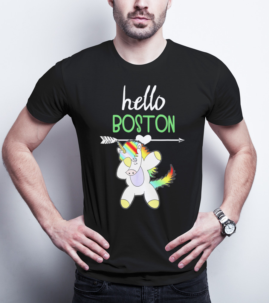 Hello Boston Dabbing Unicorn Girls T-Shirt