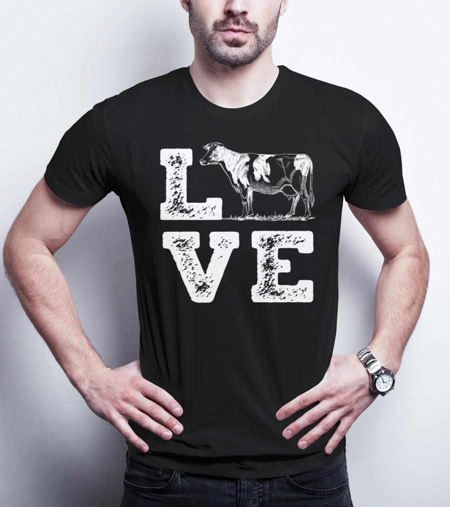 LOVE Cow I Love Cows Cow Lovers Farm Farmers T-Shirt