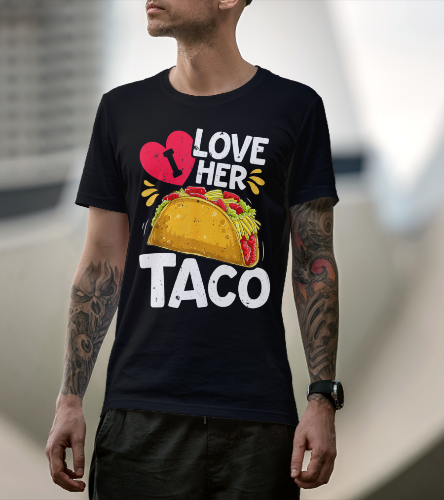 Cinco De Mayo Couple Matching I Love Her Taco T-Shirt