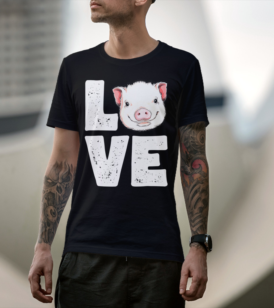 Love Pig Lovers Farming Farmer Girls T-Shirt