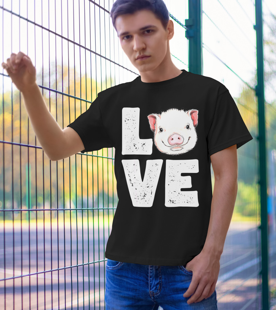 Love Pig Lovers Farming Farmer Girls T-Shirt