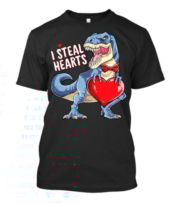 I Steal Hearts Dinosaur Rex Valentine's Day Red Bow Tie T-Shirt