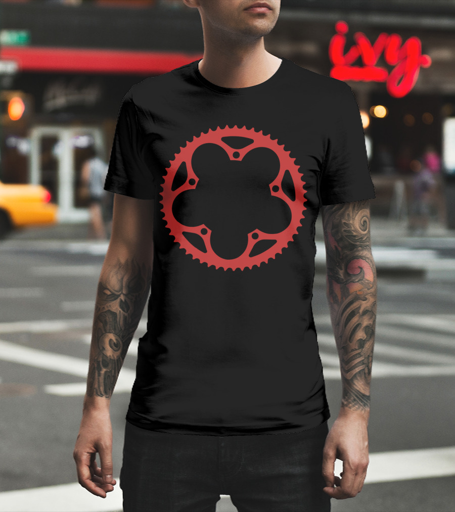 Bicycle Chain Ring Red Gear Shape T-Shirt