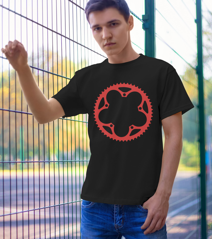 Bicycle Chain Ring Red Gear Shape T-Shirt