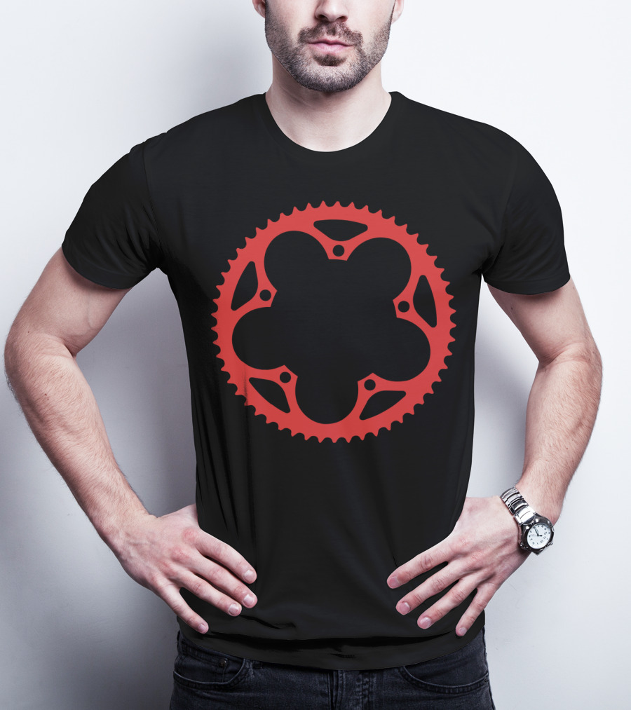 Bicycle Chain Ring Red Gear Shape T-Shirt